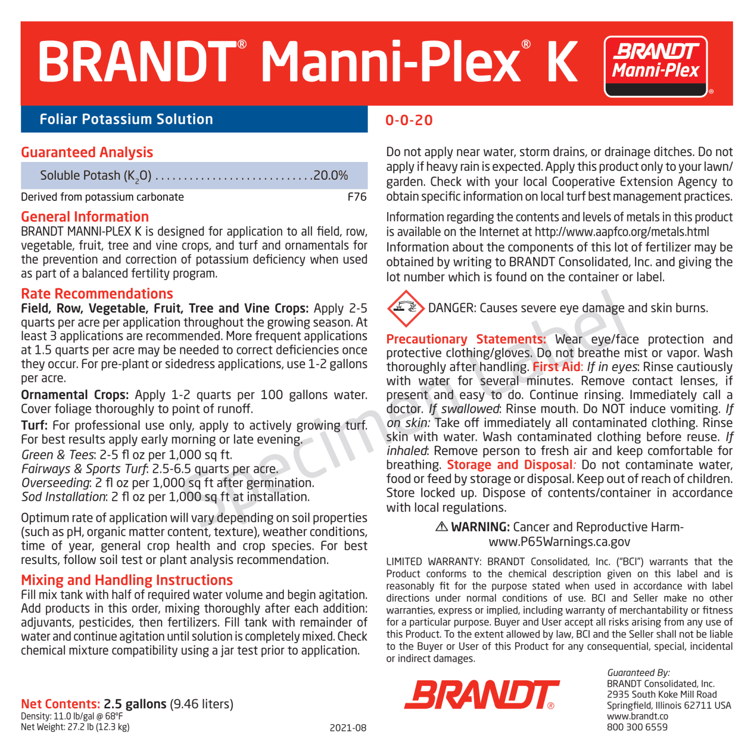 BRANDT Manni-Plex® K (0-0-20) - The AG Center