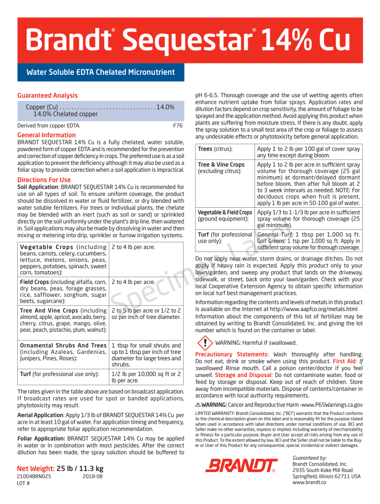BRANDT Sequestar® 14% Cu – EDTA Microgranule - The AG Center