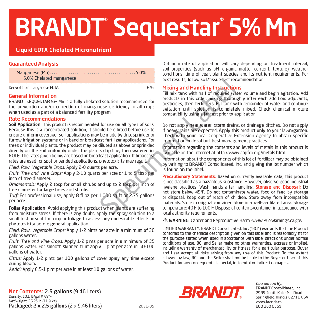 BRANDT Sequestar® 5% Mn – Solution EDTA Liquid - The AG Center