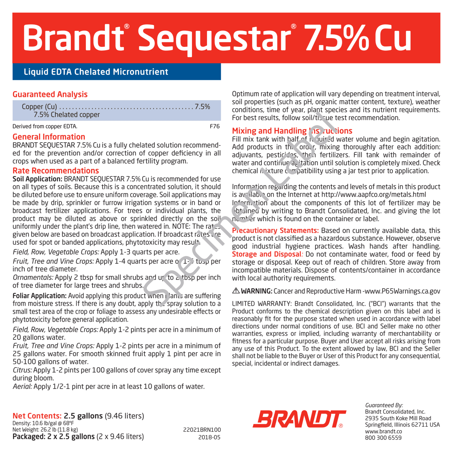 BRANDT Sequestar® 7.5% Cu – Solution EDTA Liquid - The AG Center